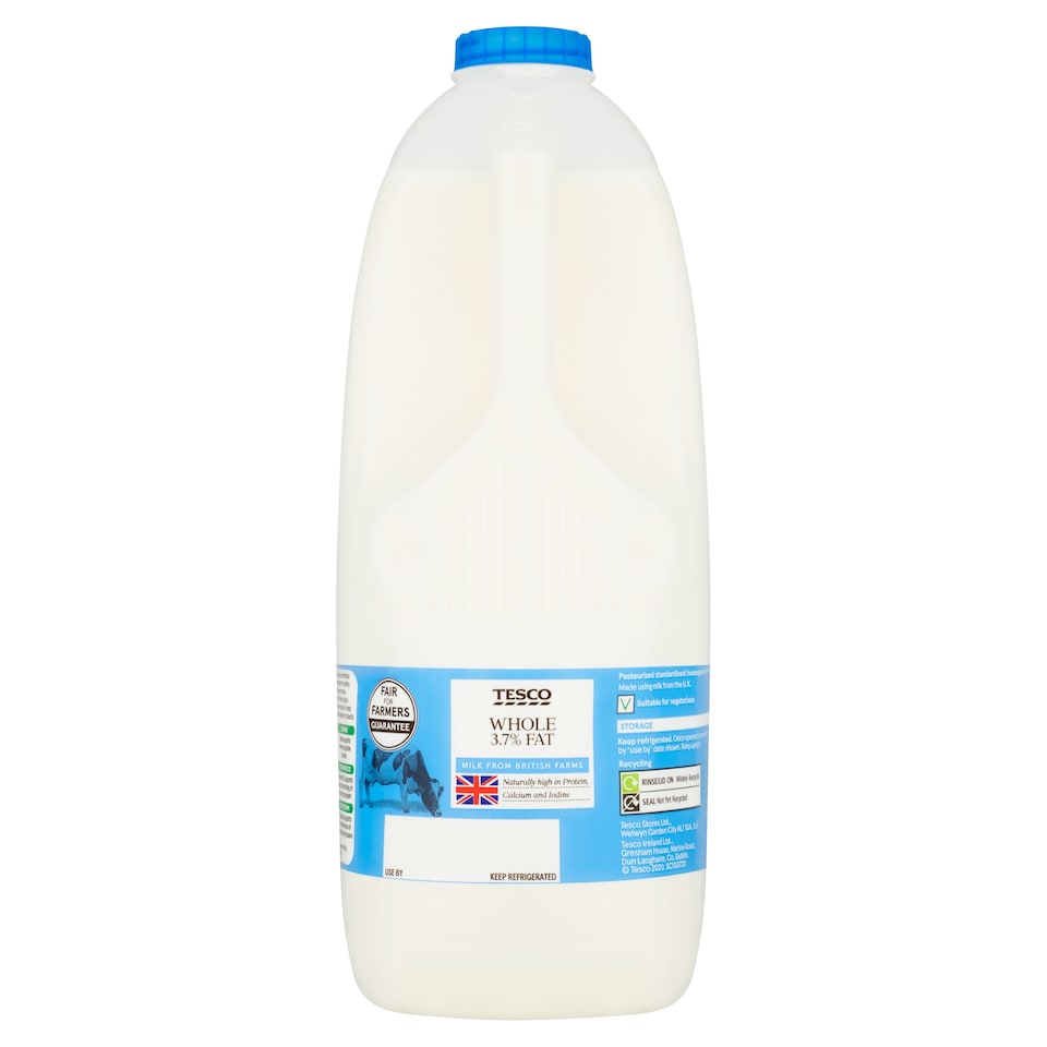 Tesco British Whole Milk 2.272L, 4 Pints - Tesco Groceries