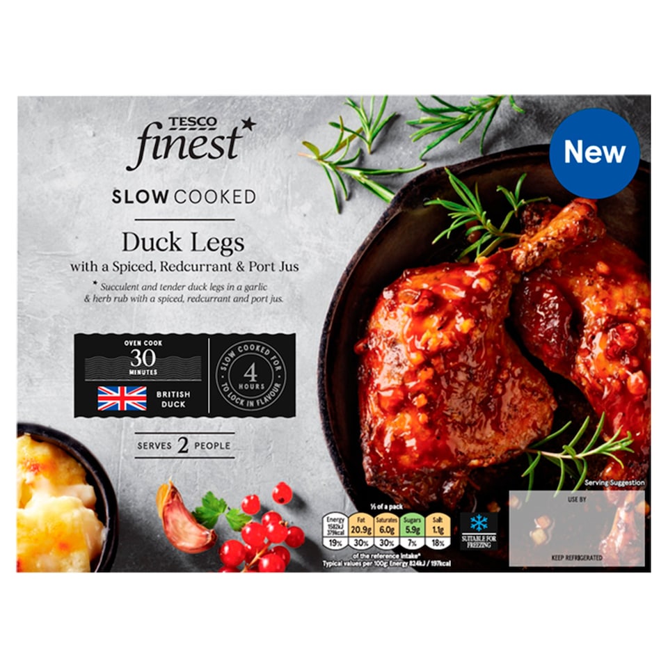 Tesco Finest Slow Cooked Duck Legs With Redcurrant Jus 525G - Tesco ...